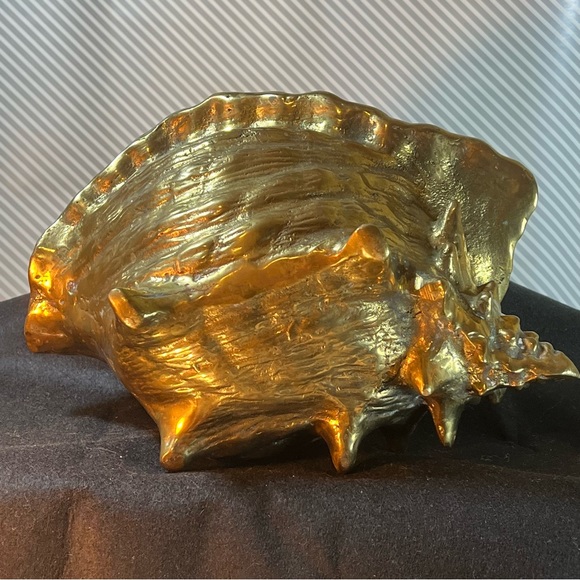 Vintage | Accents | Large Brass Conch Shell Planter Catchall Bottle ...